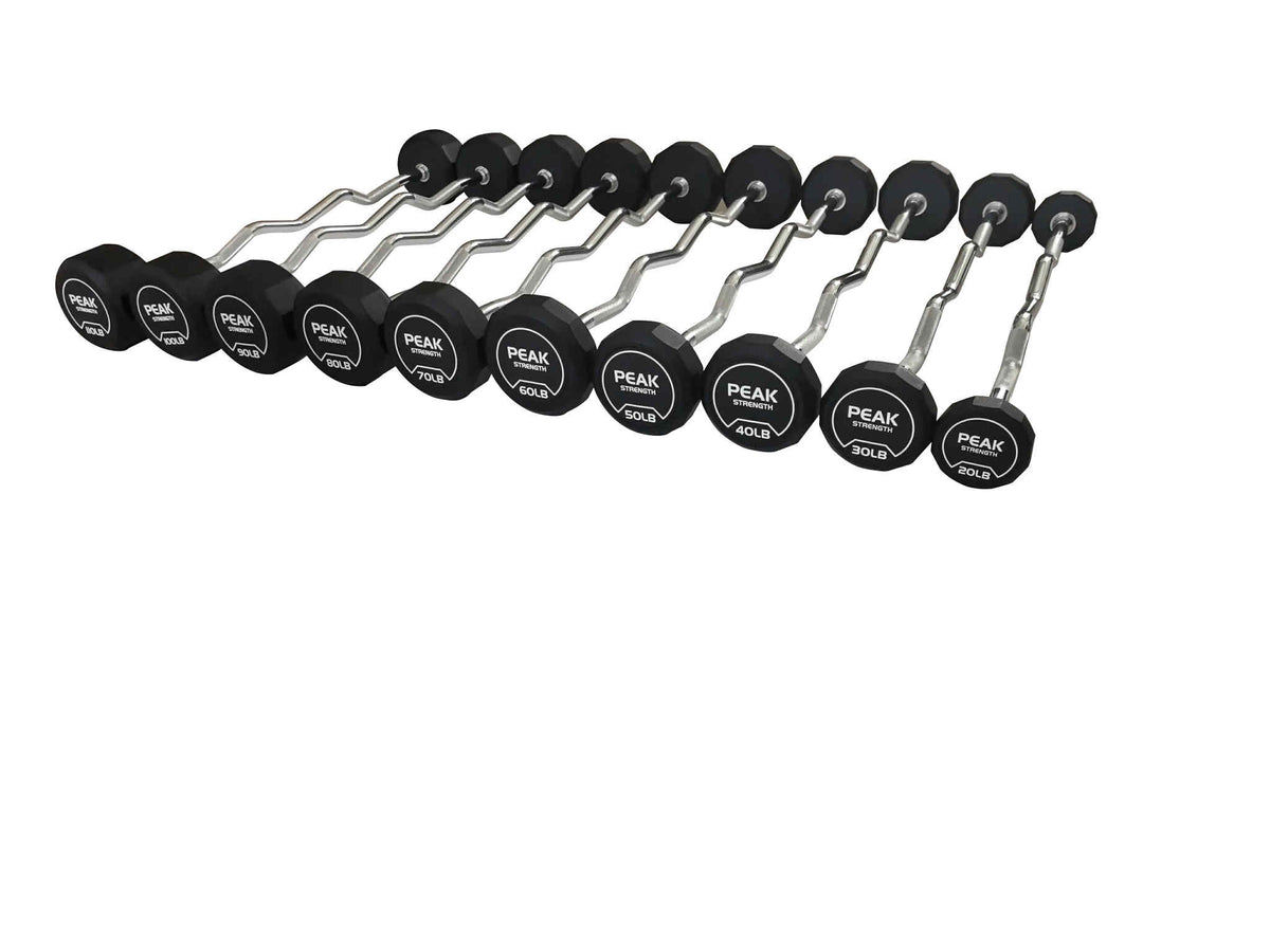 20LB-110LB Hex Rubber EZ Curl Barbells Signature Series ...
