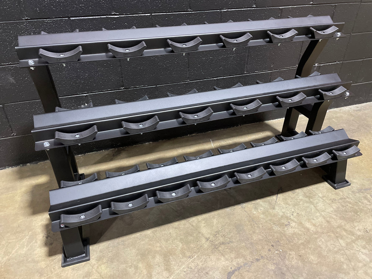 Three Tier 10 Pair Commercial Dumbbell Rack – PeakStrengthEquipment.com